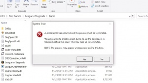 Solved: How To Fix League of Legends Critical Error - eXputer.com