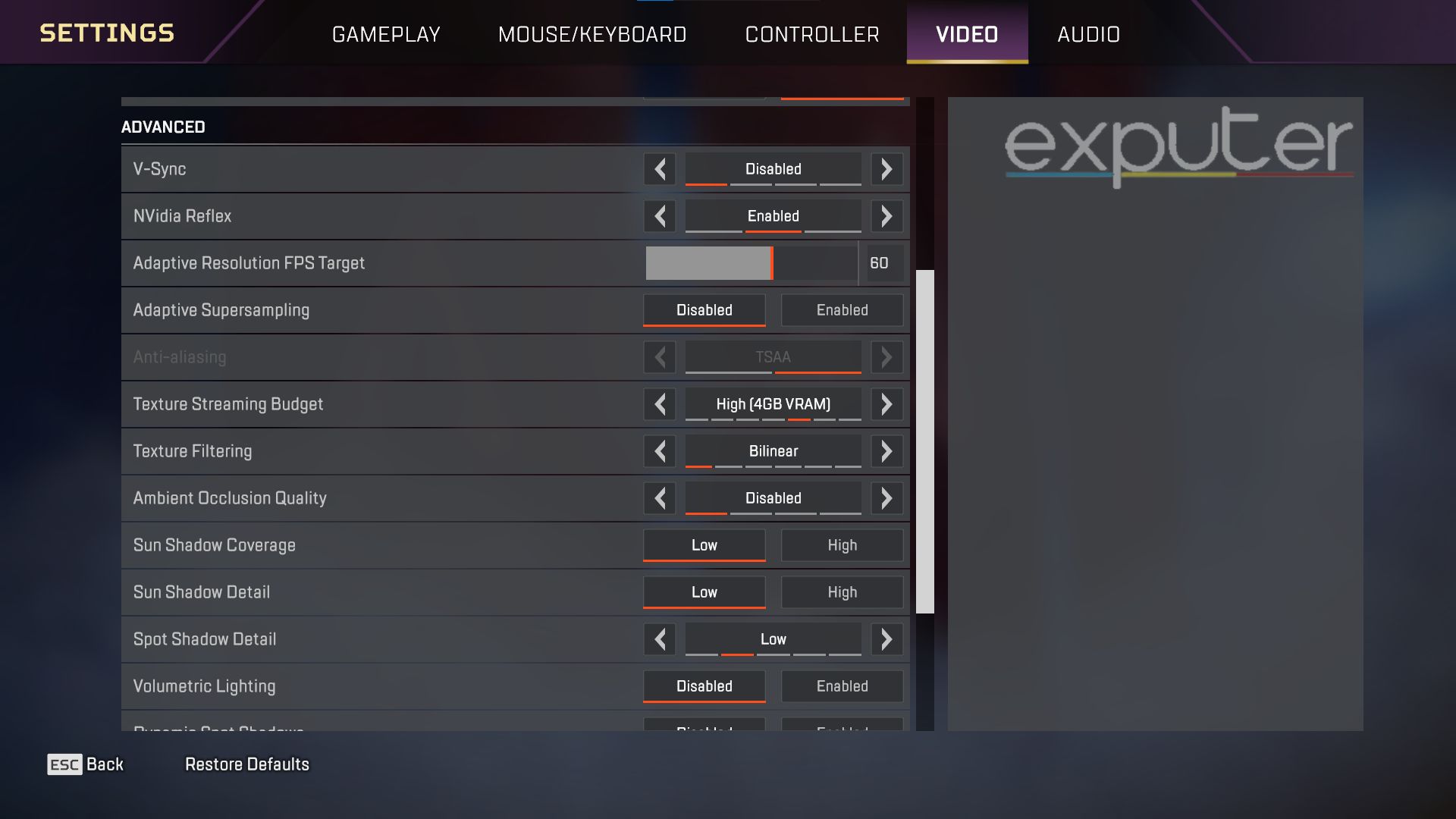 Apex Legends Best Settings [Season 20] - eXputer.com