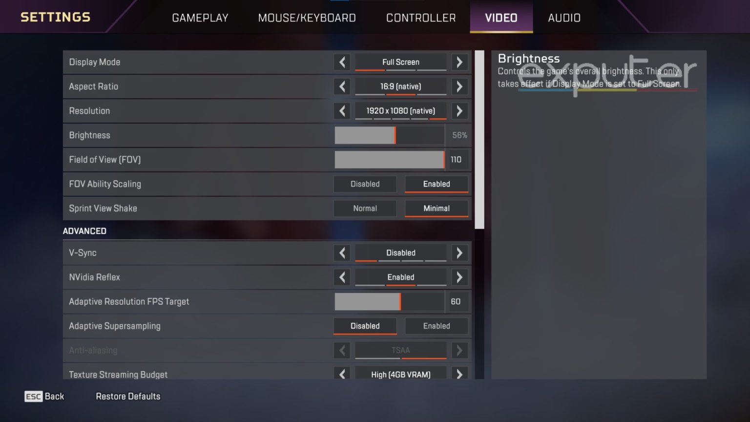 Apex Legends Best Settings [Season 20] - eXputer.com