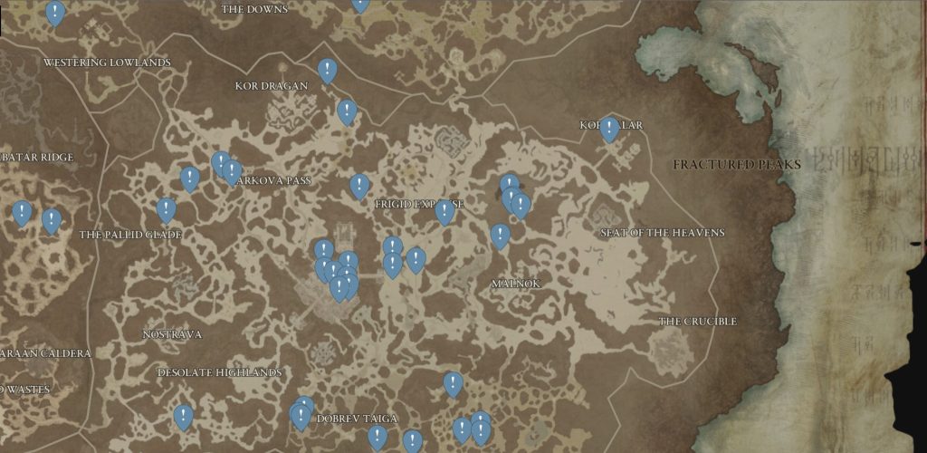 Diablo 4 Fractured Peaks: All Side Quest Locations - eXputer.com