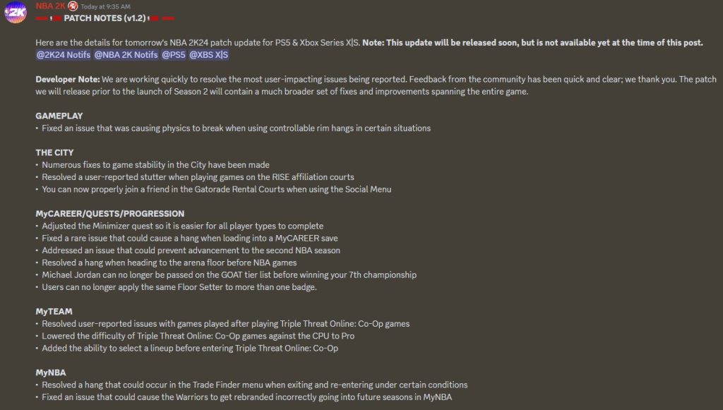 NBA 2K24 v1.2 Patch Notes Revealed; Update Fails To Address Issues With ...