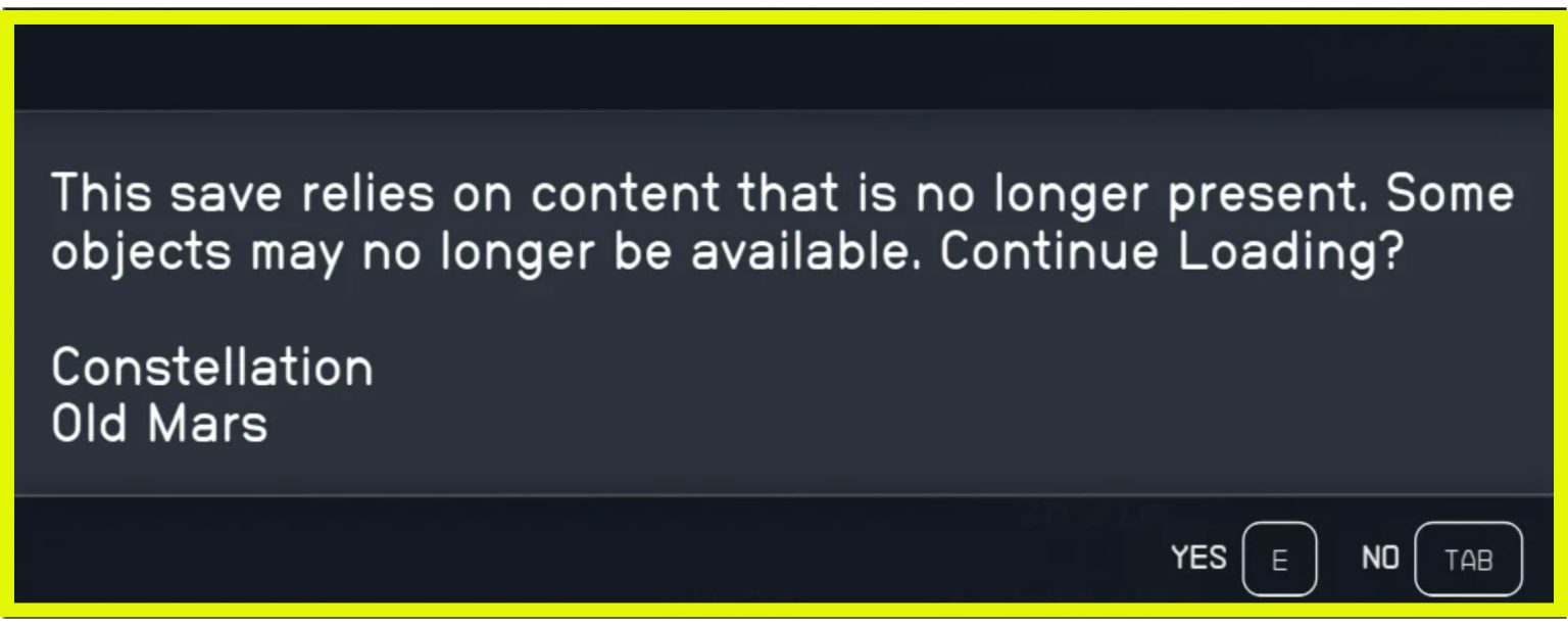 Starfield: This Save Relies On Content That is No Longer Available ...