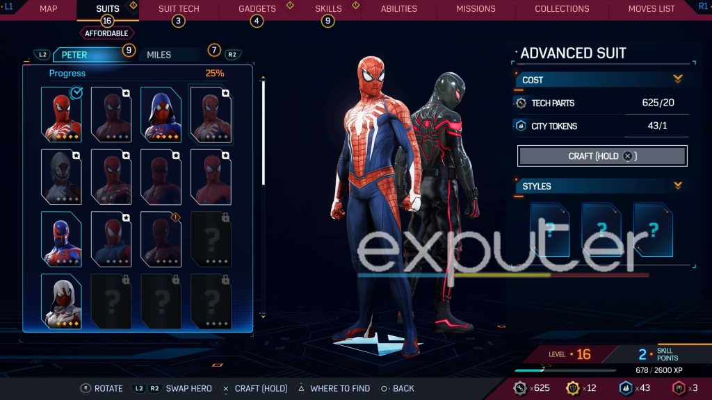Spider-Man 2: Advanced Suit [2.0 Variant & Colors] - eXputer.com