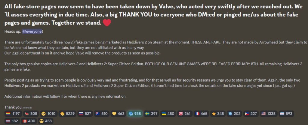 Helldivers 2 Is So Popular, It Has Fake Duplicates On Steam Now Helldivers 2 Is So Popular, It Has Fake Duplicates On Steam Now